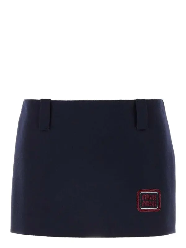 Miu Miu Wool Blend Mini Skirt - Blue