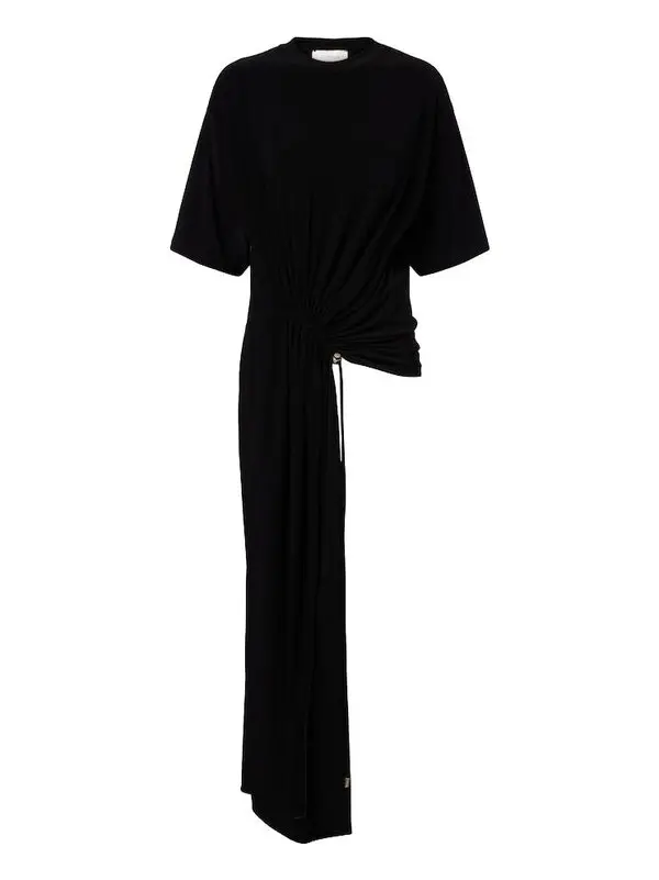 Sportmax Asymmetric Draped Jersey Top - Black