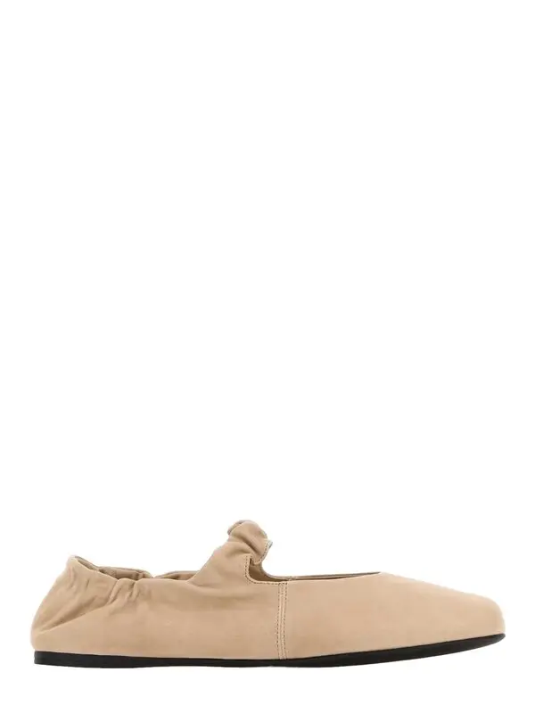 Miu Miu Sand Nappa Leather Ballerinas - Brown