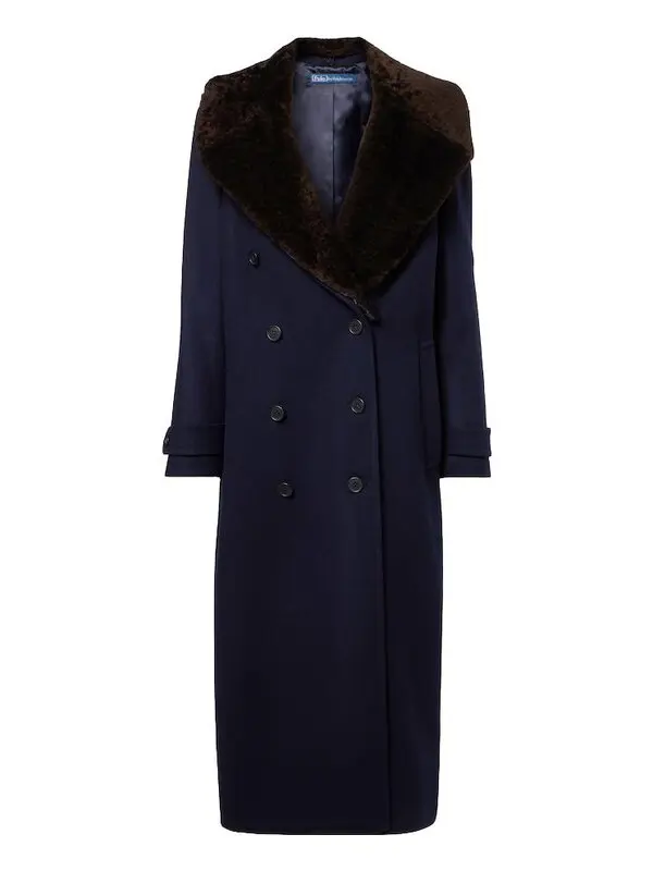 Polo Ralph Lauren Shearling-trimmed Wool Coat - Blue