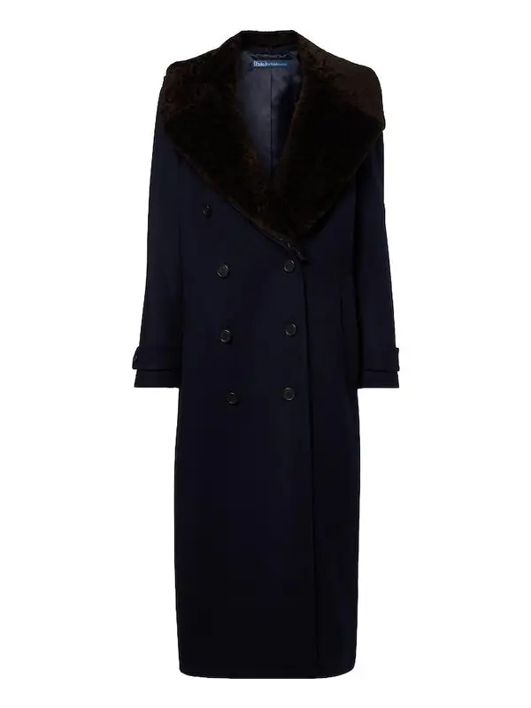 Polo Ralph Lauren Wool Coat With Shearling Trim - Blue