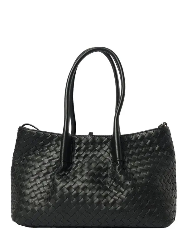 Bottega Veneta Pinacoteca Medium Woven Leather Bag - Black