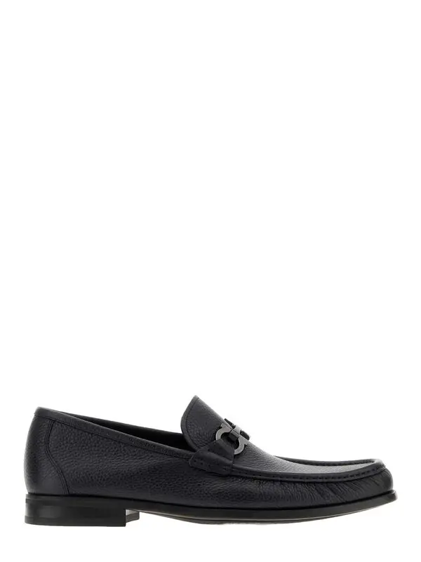 FERRAGAMO Leather Grandioso Loafers - Black