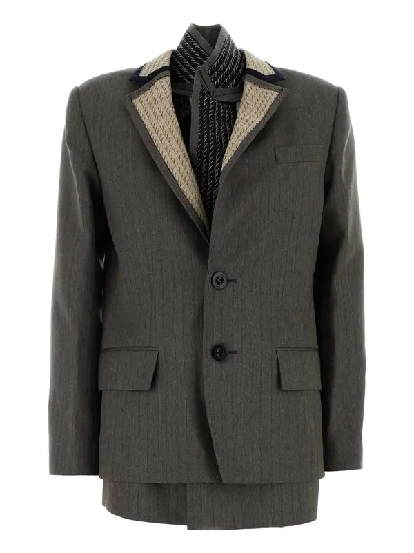 Sacai Embroidered Wool Blazer - Multicolor