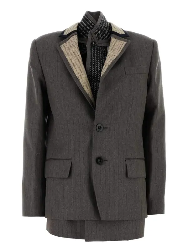 Sacai Embroidered Wool Blazer - Multicolor