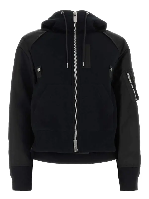 Sacai Two-tone Jersey And Nylon Bomber Jacket - Multicolor