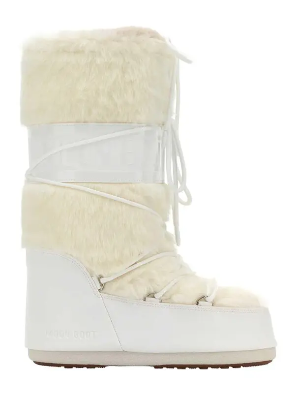 Moon Boot Eco Fur And Synthetic Leather Icon Boots - White