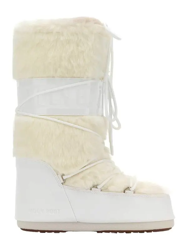 Moon Boot Eco Fur And Synthetic Leather Icon Boots - White