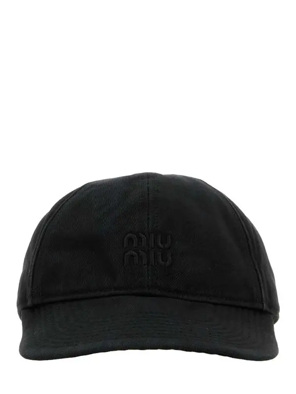 Miu Miu Slate Cotton Baseball Cap - Black