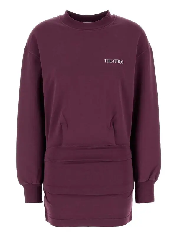 Attico Plum Stretch Cotton Mini Dress - Purple