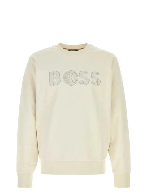 BOSS Ivory Cotton Sweatshirt - White