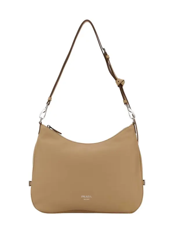 Prada Beige Leather Large Fold Shopping Bag - Brown