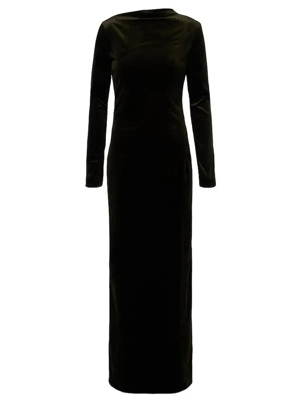 JIL SANDER Cotton Velvet Gown - Green