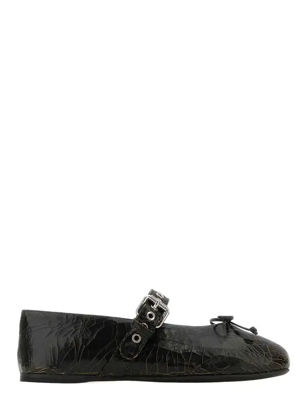 Miu Miu Leather Ballerinas - Black