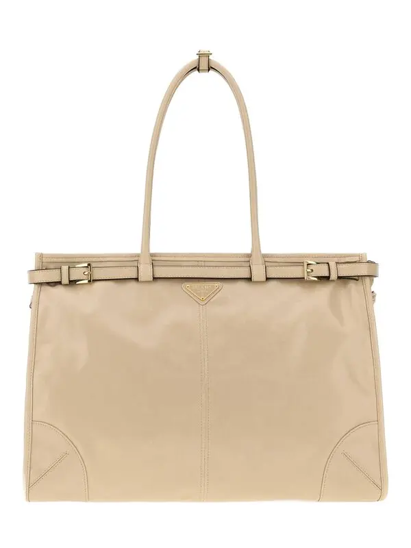 Prada Sand Leather Shoulder Bag - Brown