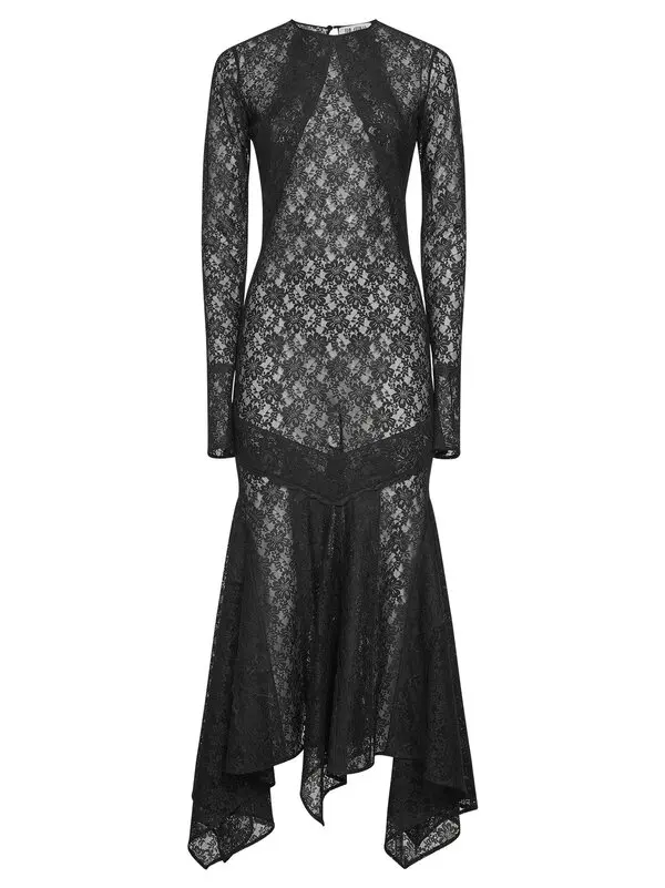 Attico Stretch Lace Asymmetric Midi Dress - Multicolor