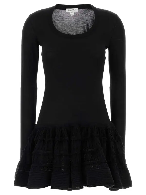Alaïa Stretch Wool Blend Mini Dress - Black