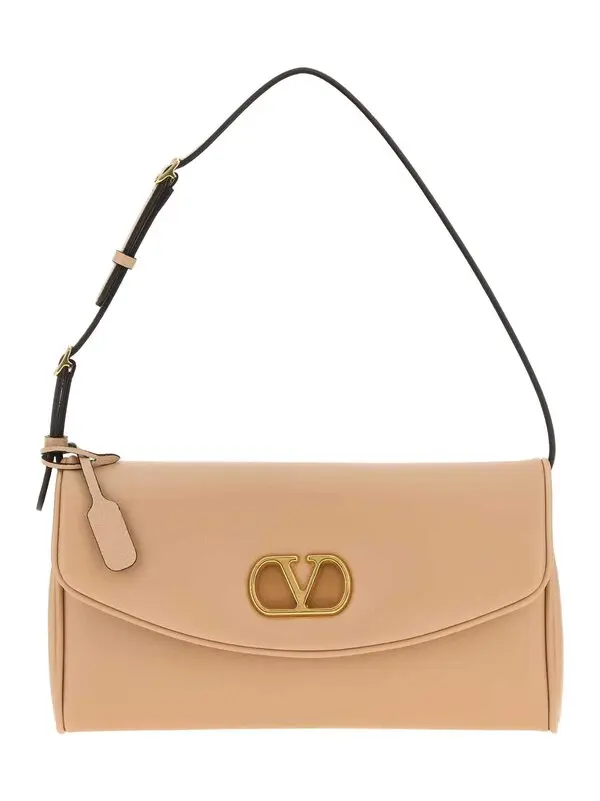 Valentino Garavani Beige Nappa Leather Devain Shoulder Bag - Brown