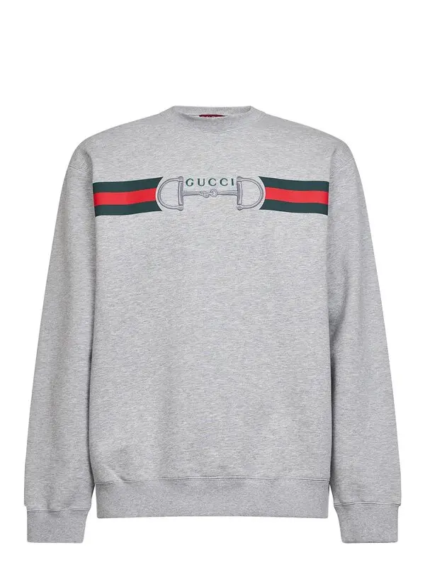 Gucci Melange Grey Cotton Printed Sweatshirt - Multicolor