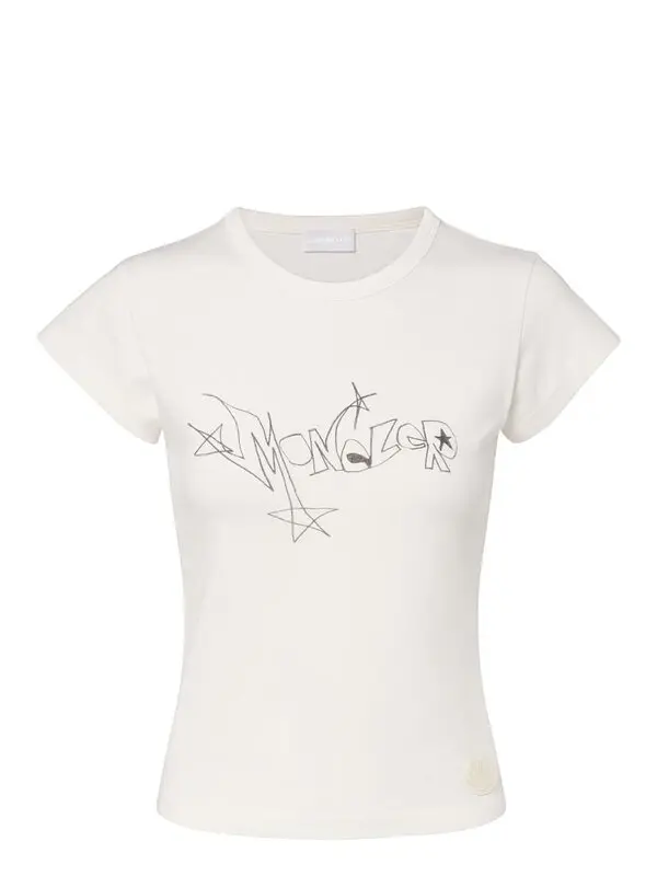Moncler Printed Cotton Jersey T-shirt - White