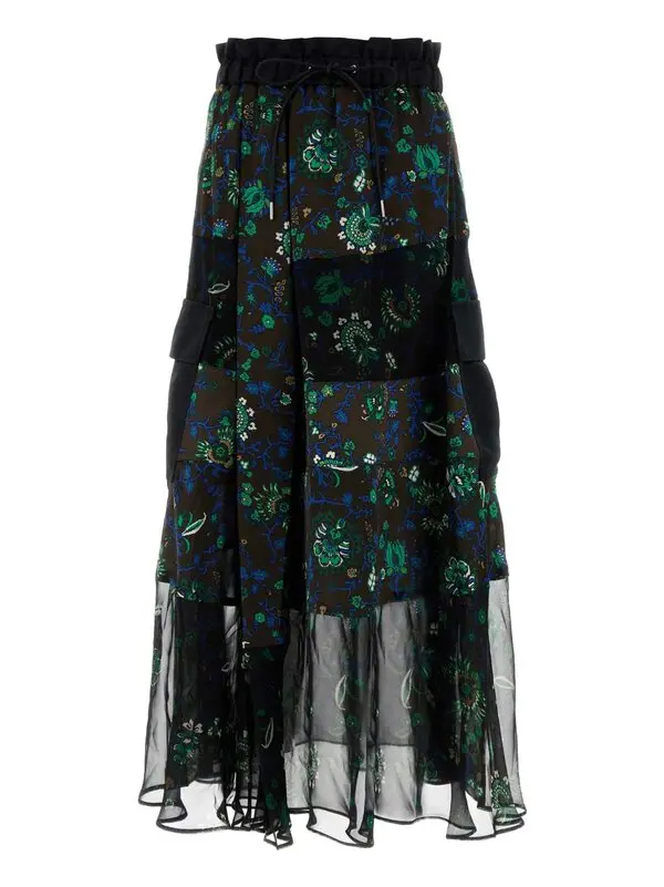 Sacai Printed Crepe Skirt - Multicolor
