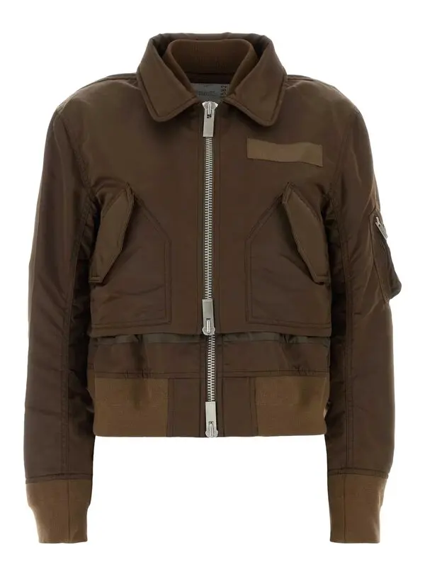Sacai Nylon Bomber Jacket - Brown