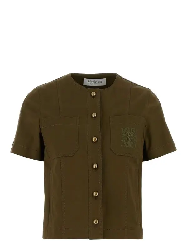 Max Mara Stretch Cotton Zanzara Blouse - Green