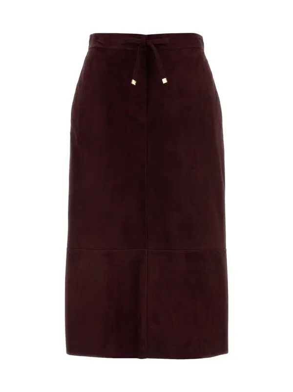 Max Mara S Burgundy Suede Gazza Skirt - Red