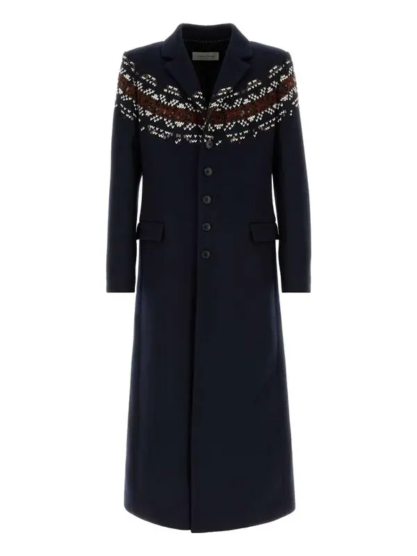 Dries Van Noten Wool Blend Coat - Blue