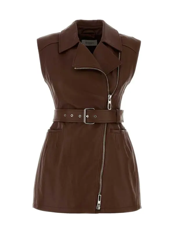 Sportmax Chocolate Leather Favella Vest - Brown