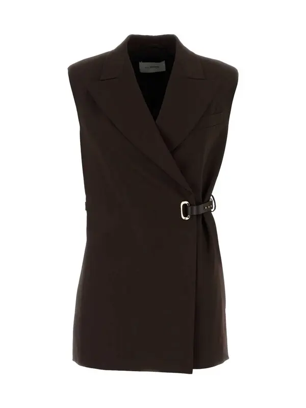 Sportmax Stretch Viscose Gettone Vest - Brown