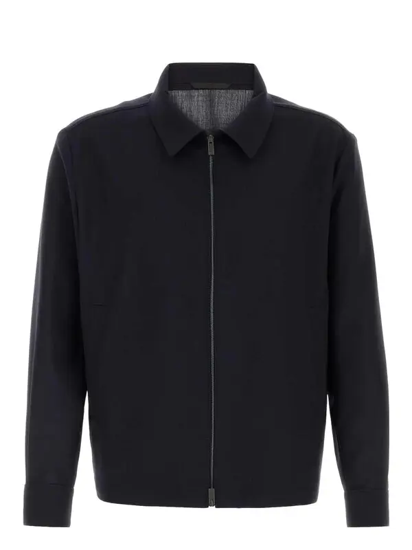 BOSS Navy Wool Shirt - Blue