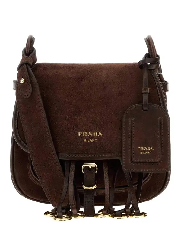Prada Suede Corsaire Crossbody Bag - Brown