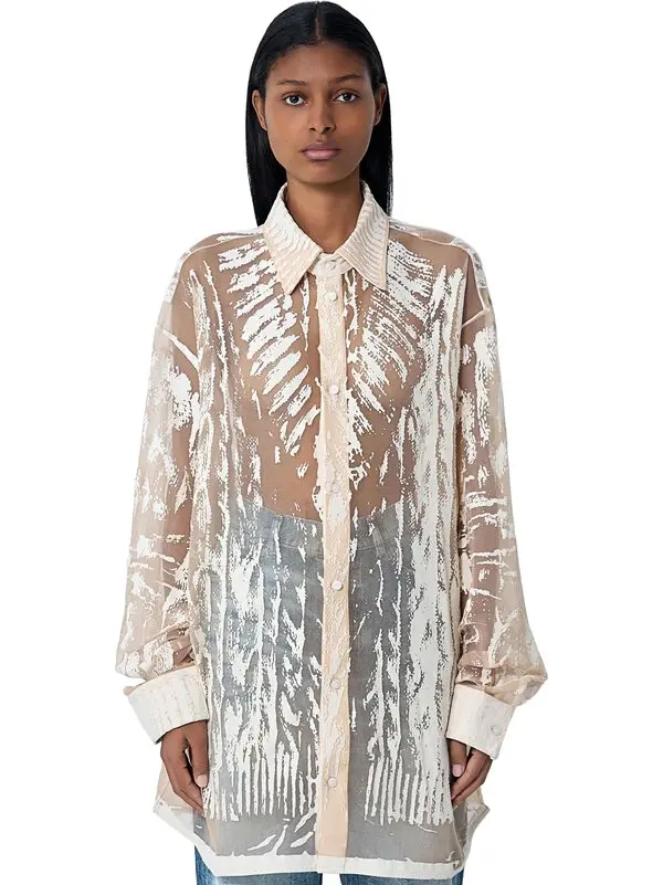 DIESEL® C-overy-qmbr Sheer Textured Button-down Shirt - White