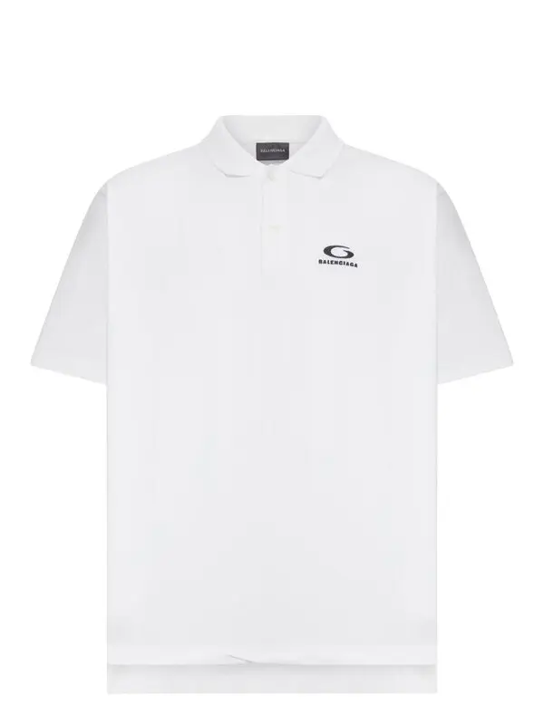 Balenciaga Cotton Pique Polo Shirt With Sport Icon Logo - White