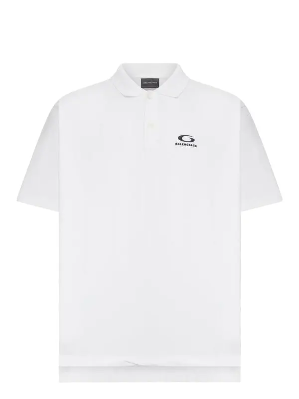 Balenciaga Cotton Pique Polo Shirt With Sport Icon Logo - White