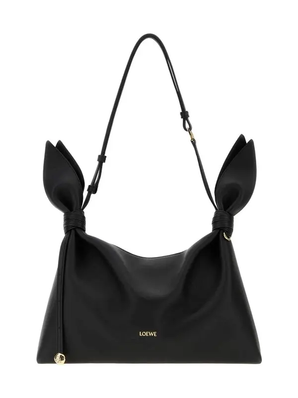 Loewe Leather Medium Scarf Shoulder Bag - Black