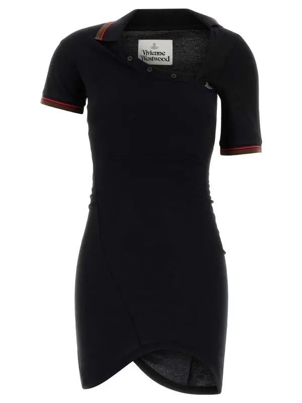VIVIENNE WESTWOOD Cotton Short Sleeve Polo Shirt - Black