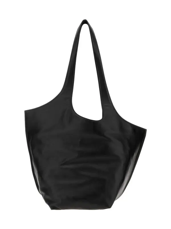 Attico Leather Large La Scoop Shoulder Bag - Black