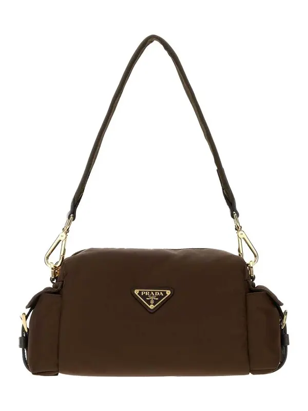 Prada Canvas Shoulder Bag - Brown