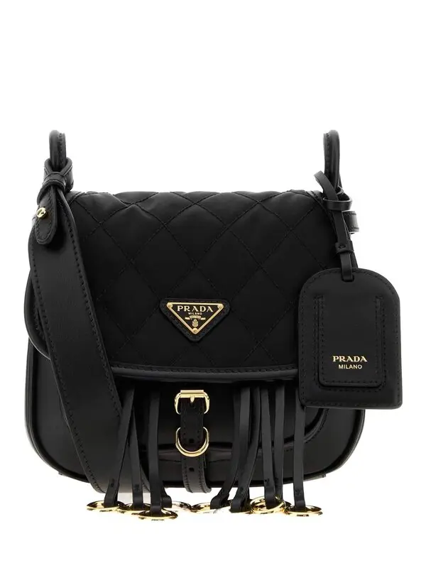 Prada Canvas And Leather Crossbody Bag - Black