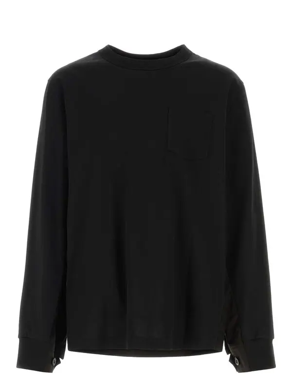 Sacai Jersey And Poplin Oversize T-shirt - Black