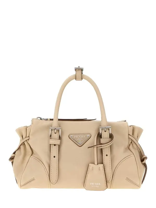 Prada Sand Leather Small Karin Handbag - Brown