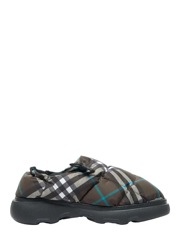 Burberry Check Nylon-blend Pillow Mule - Green