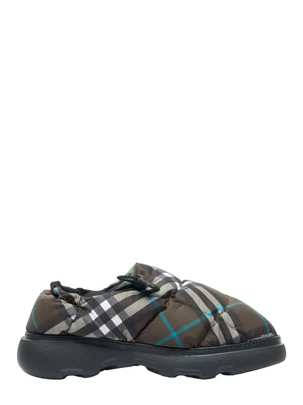 Burberry Check Nylon-blend Pillow Mule - Green