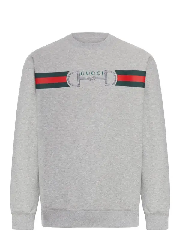 Gucci Cotton Jersey Sweatshirt With Printed Logo - Gray