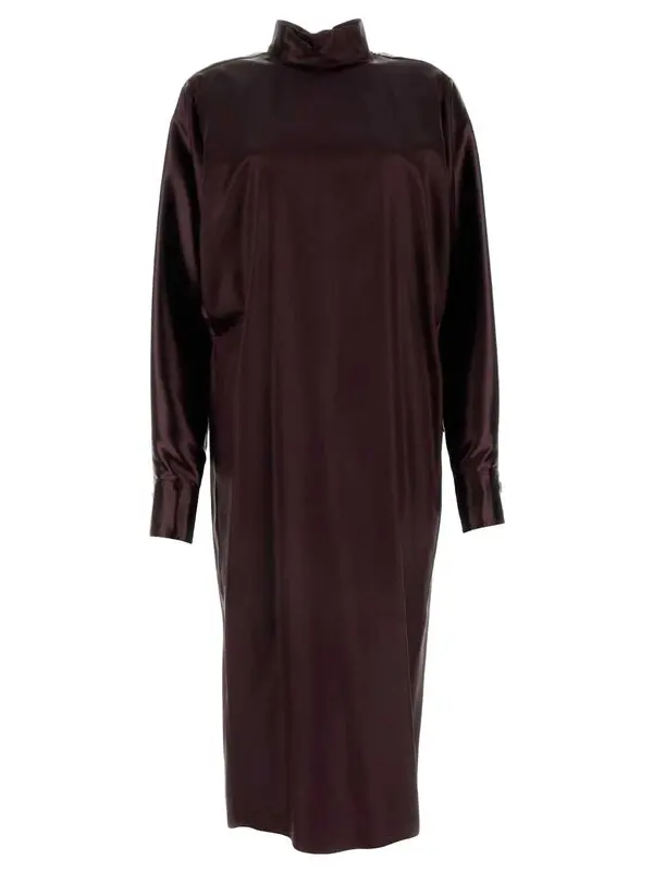 FERRAGAMO Satin Midi Dress - Red