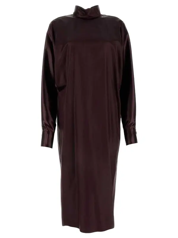 FERRAGAMO Satin Midi Dress - Red