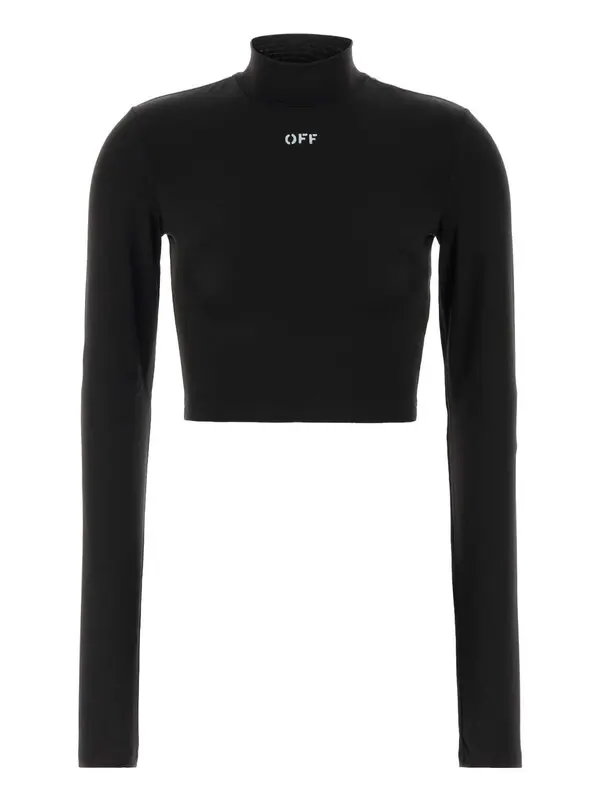 Off-White Stretch Jersey Top - Black