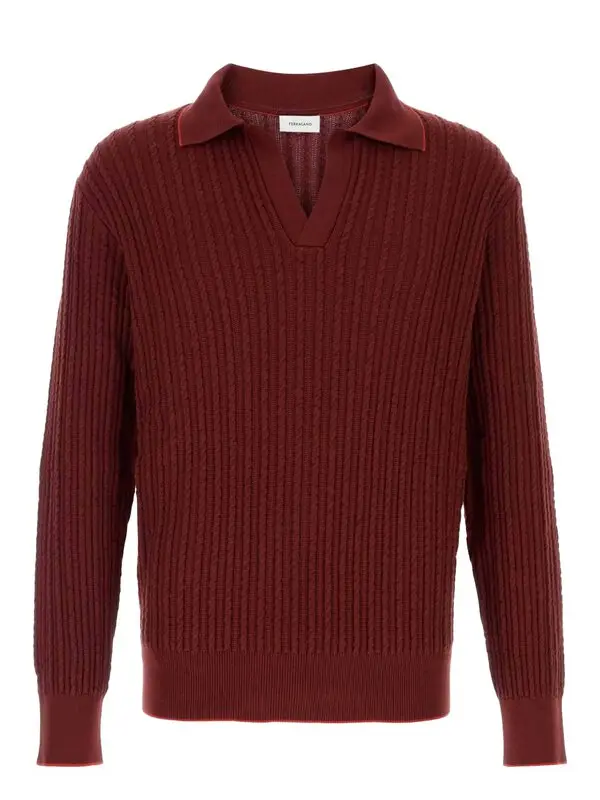 FERRAGAMO Cotton Blend Sweater - Red